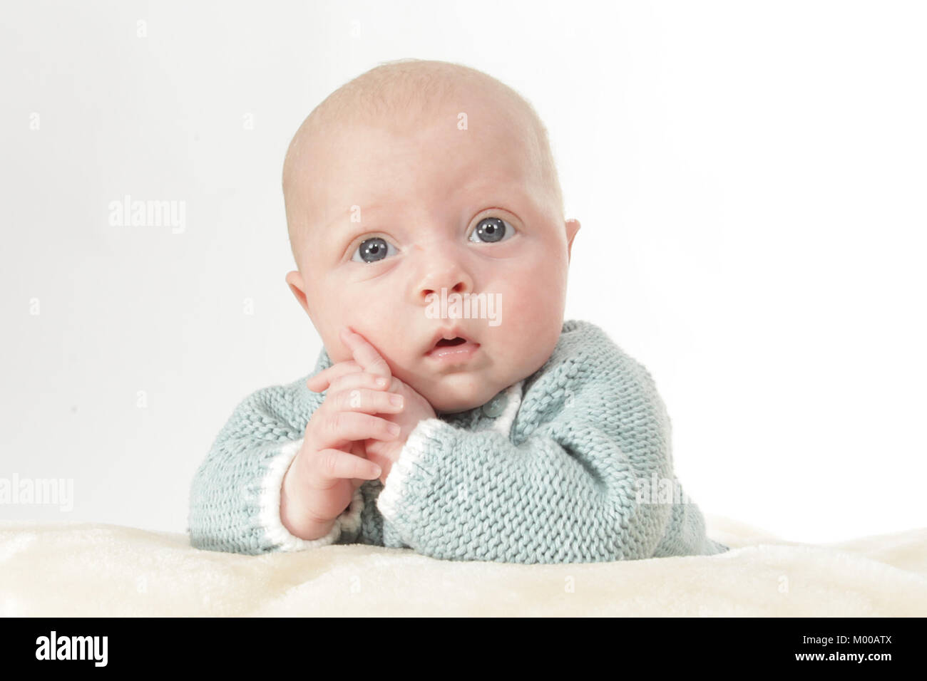 baby girl 13 weeks old playing in nursery on blanket Stock Photo - Alamy