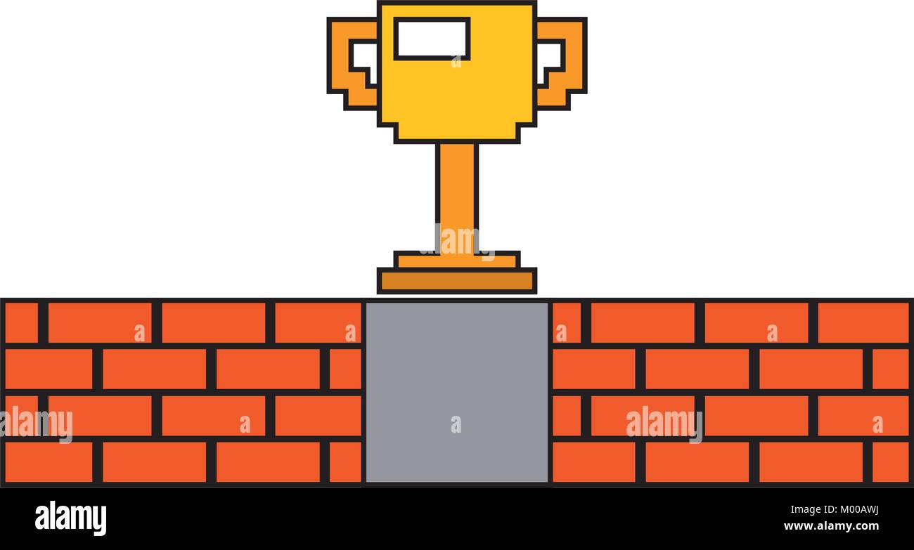 pixel trophy prize game brick wall Stock Vector Image & Art - Alamy