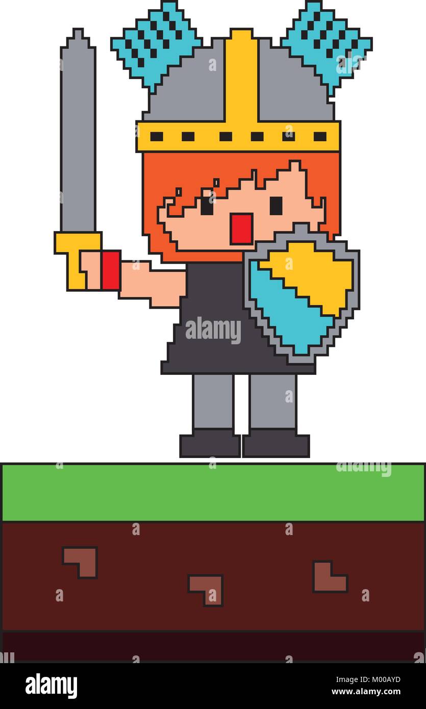 pixel character knight video game Stock Vector Image & Art - Alamy
