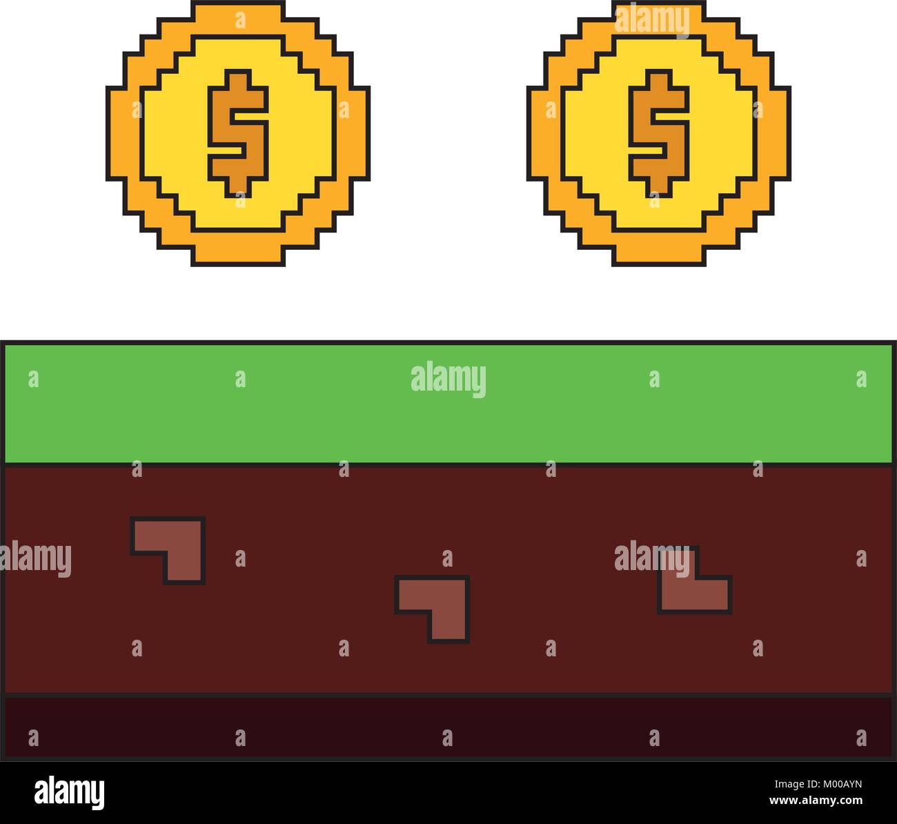 pixeled golden coin treasure score Stock Vector Image & Art - Alamy
