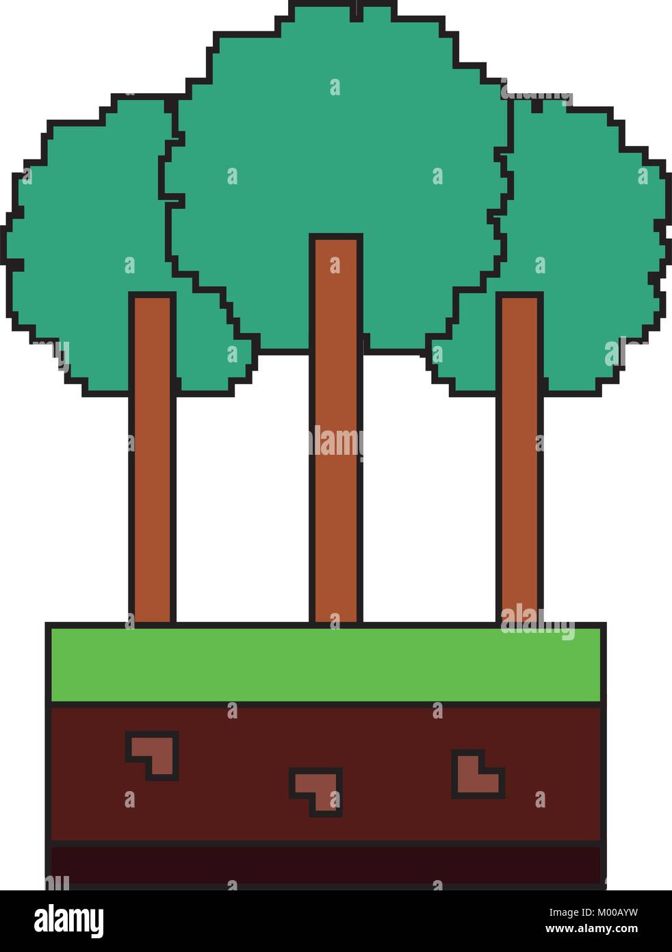 set of pixel tree foliage trunk nature Stock Vector Image & Art - Alamy