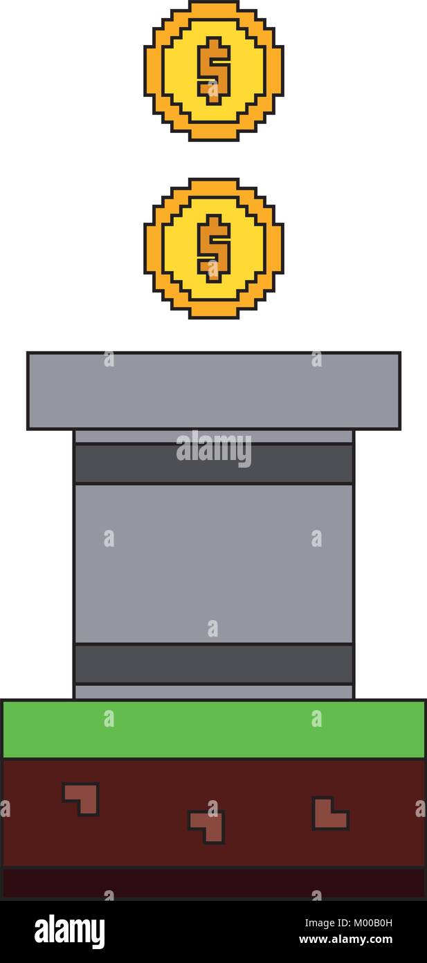 pixeled golden coin treasure score Stock Vector Image & Art - Alamy