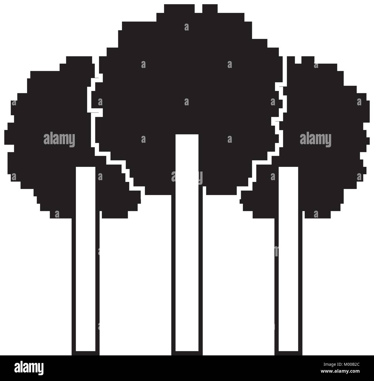 three pixelated tree nature environment icon Stock Vector Image & Art ...