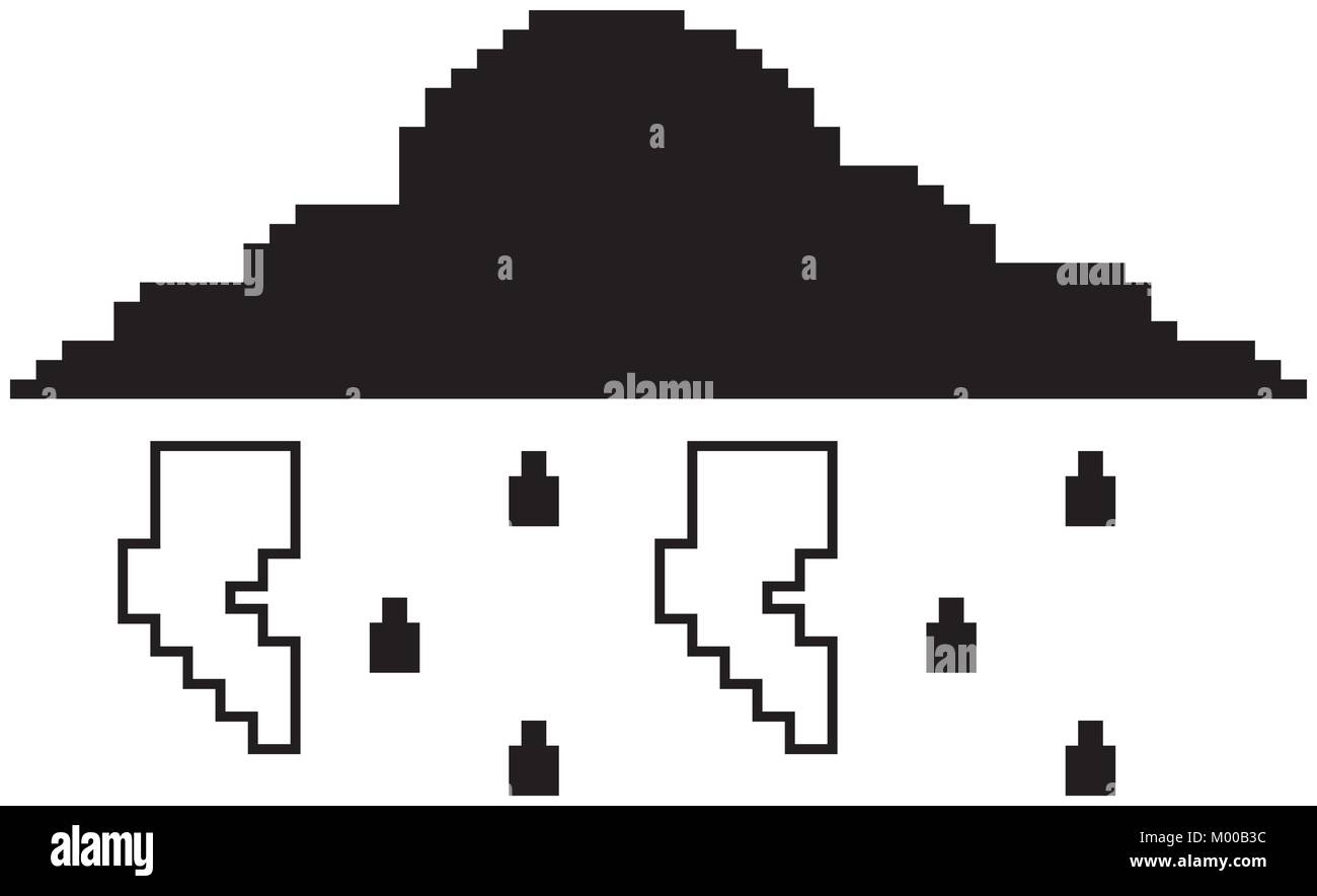 pixelated cloud rain thunderbolt storm weather Stock Vector Image & Art ...