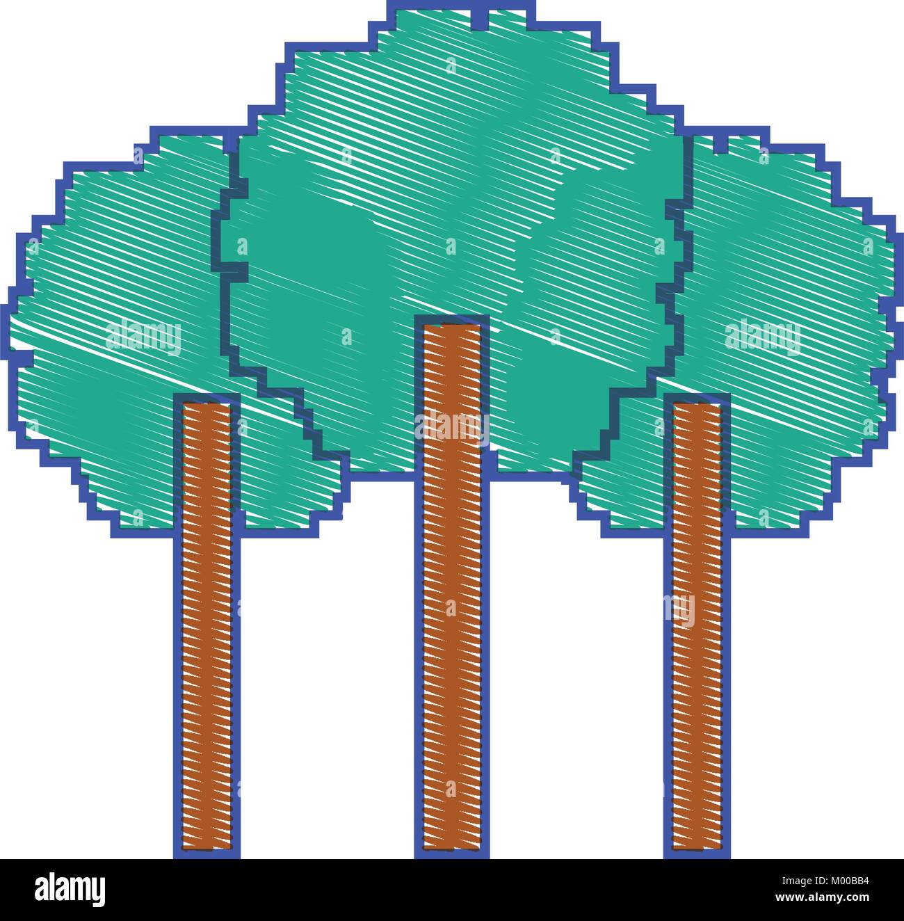 three pixelated tree nature environment icon Stock Vector Image & Art ...