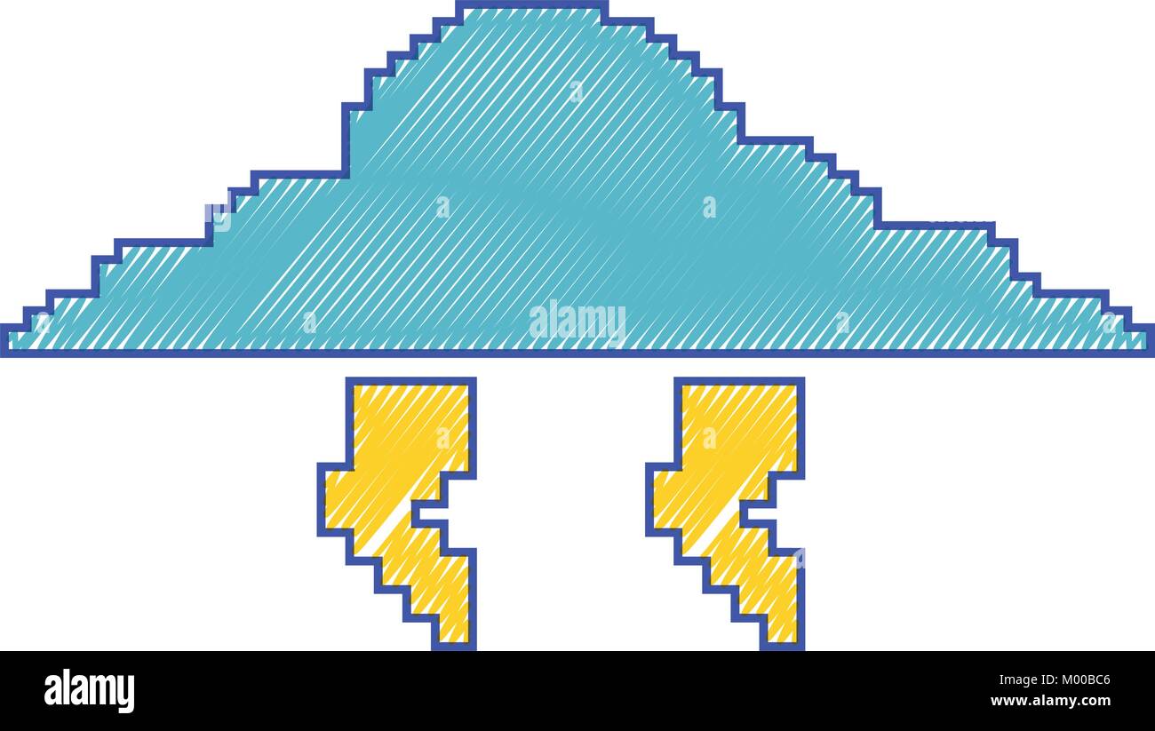 pixelated cloud and thunderbolt weather storm Stock Vector Image & Art ...