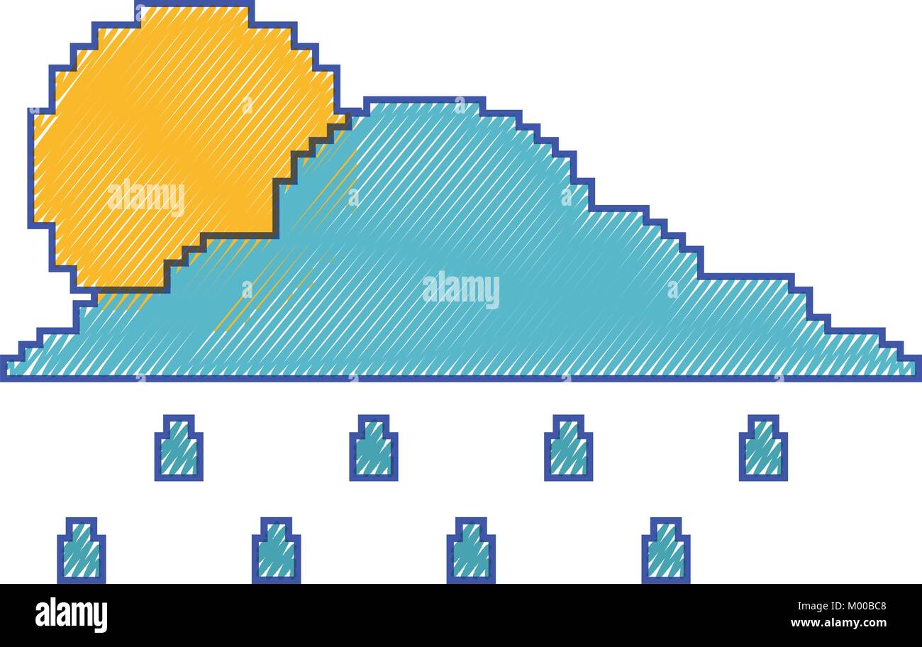 pixelated cloud sun and rain drops climate Stock Vector Image & Art - Alamy