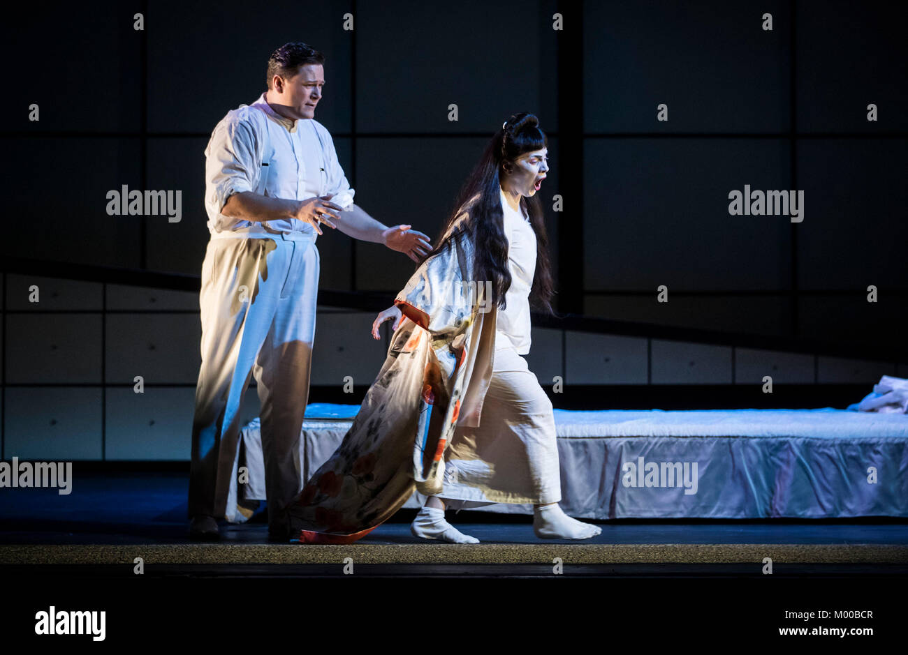 Merunas Vitulskis as Pinkerton and Anne Sophie Duprels as Cio-Cio-San ...