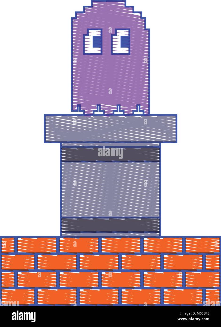 pixel ghost and wall brick game play arcade Stock Vector Image & Art ...