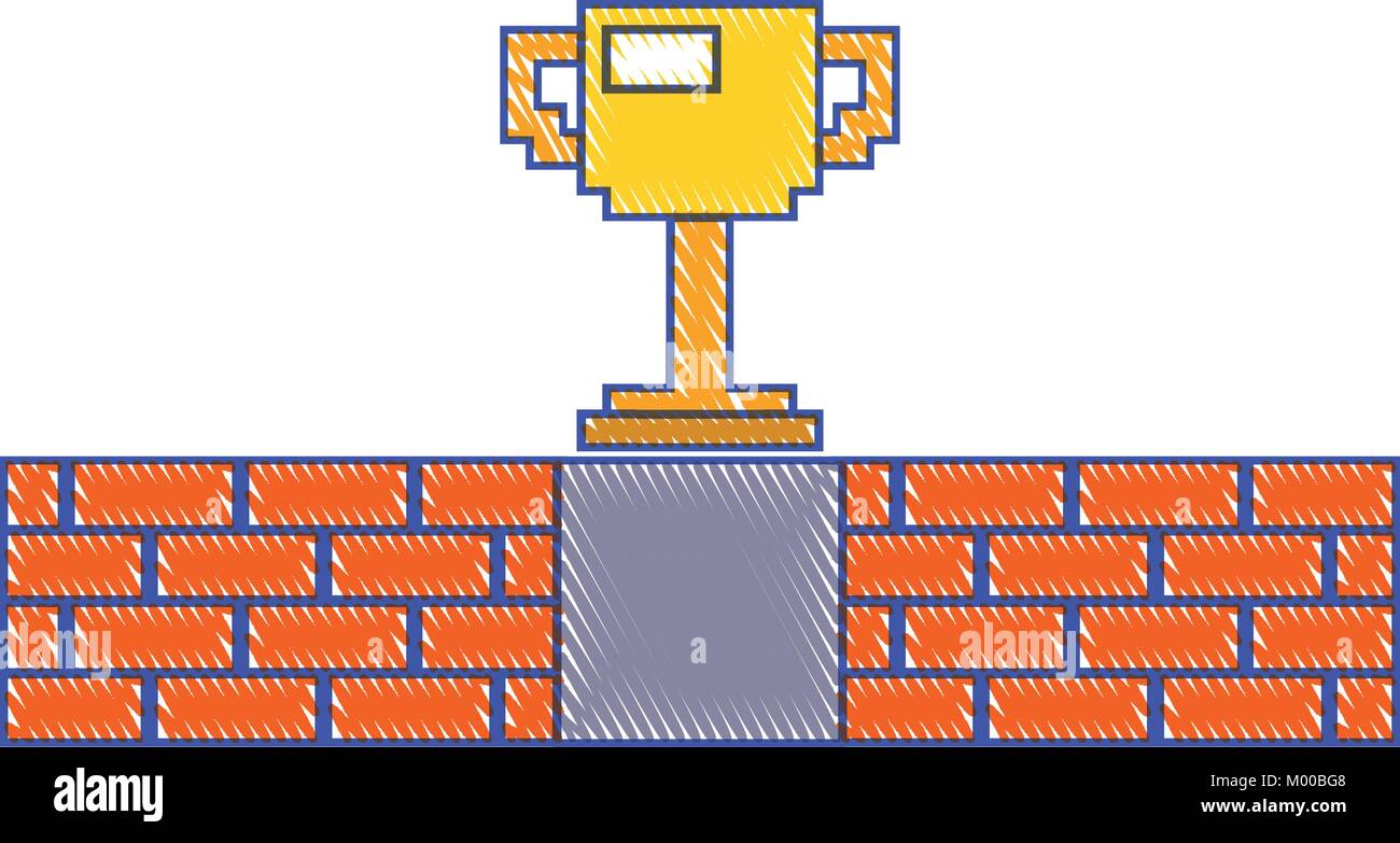 pixel trophy prize game brick wall Stock Vector Image & Art - Alamy