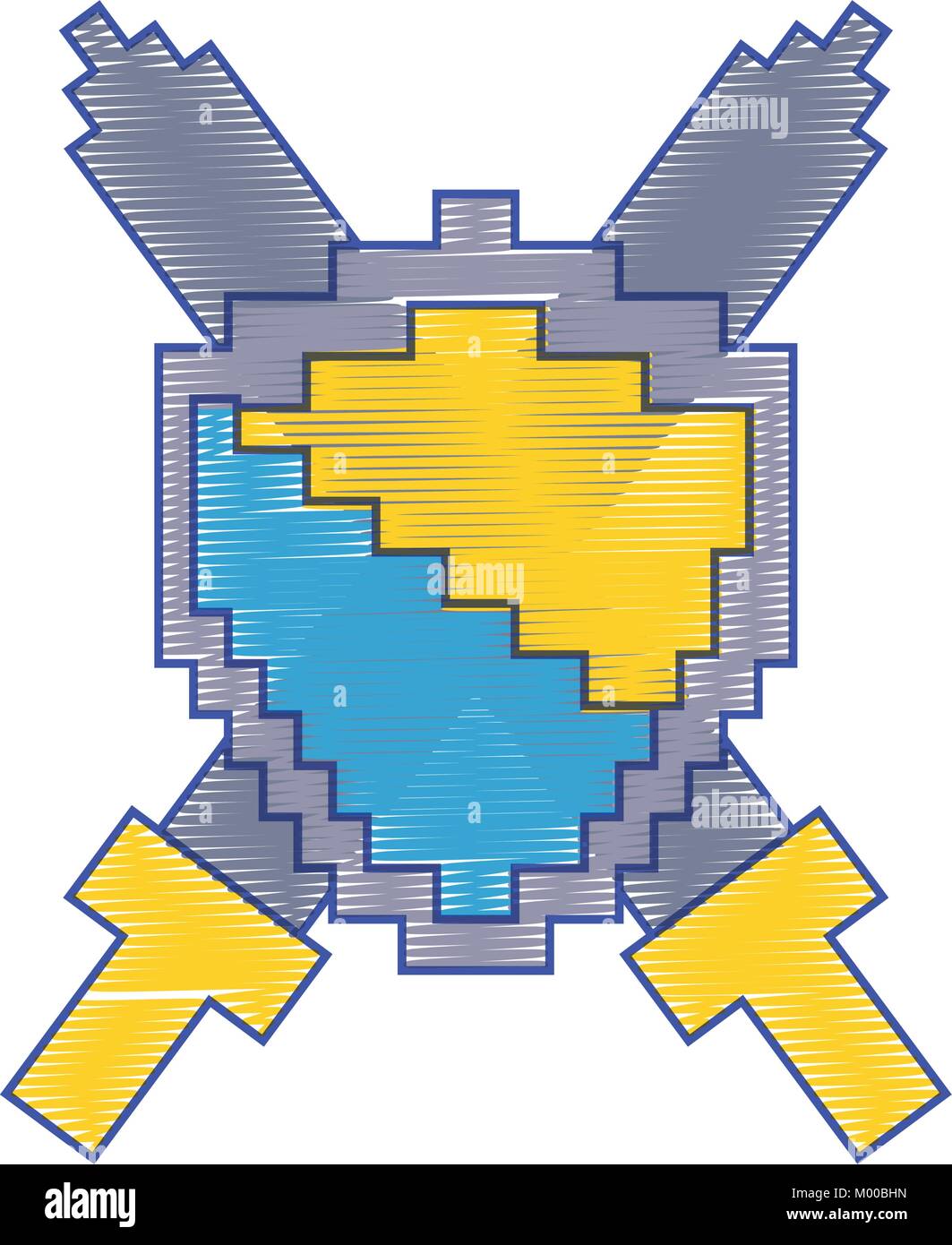 pixelated shield and swords video game Stock Vector Image & Art - Alamy
