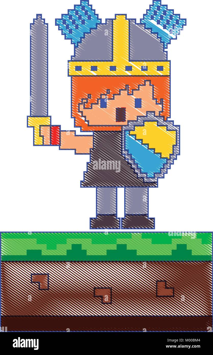 pixel character knight video game Stock Vector Image & Art - Alamy