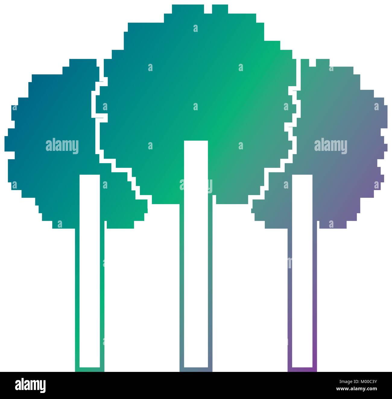 three pixelated tree nature environment icon Stock Vector Image & Art ...