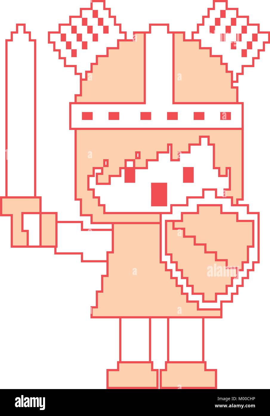 pixel character knight with sword and shield for games Stock Vector ...