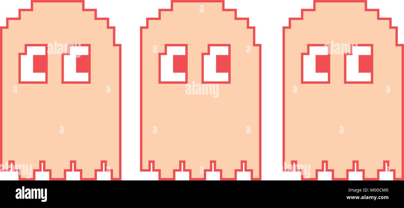 pixel character ghosts retro game arcade Stock Vector Image & Art - Alamy