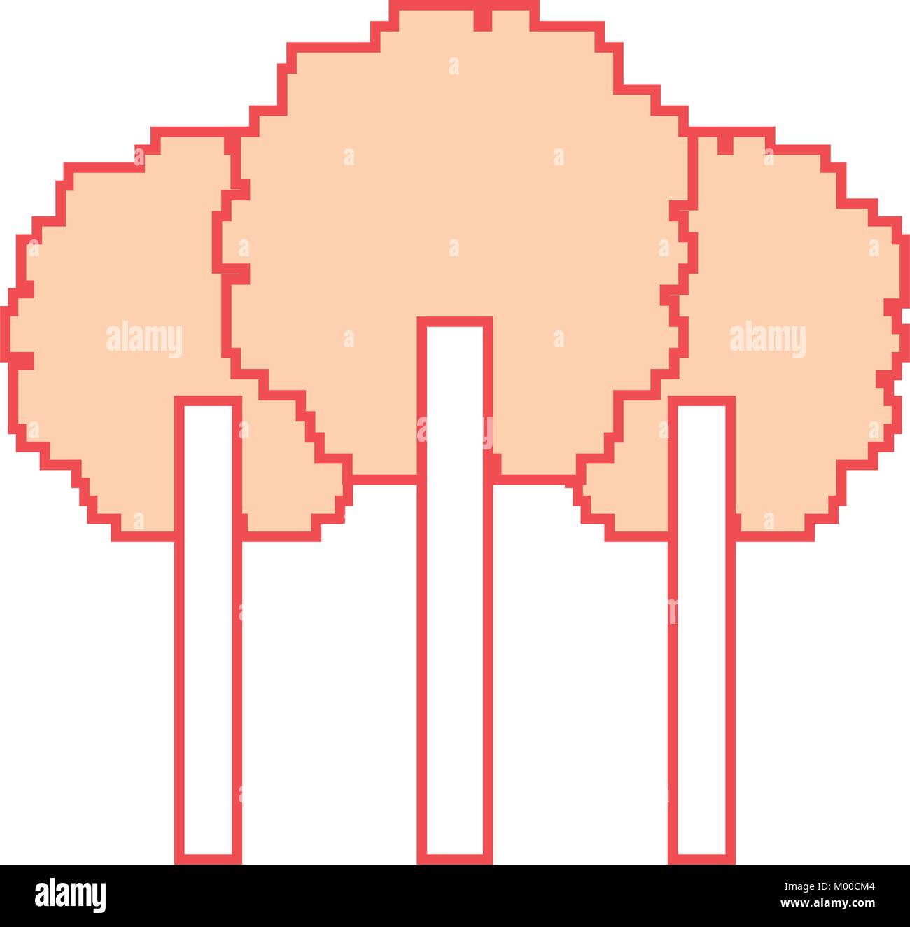 three pixelated tree nature environment icon Stock Vector Image & Art ...