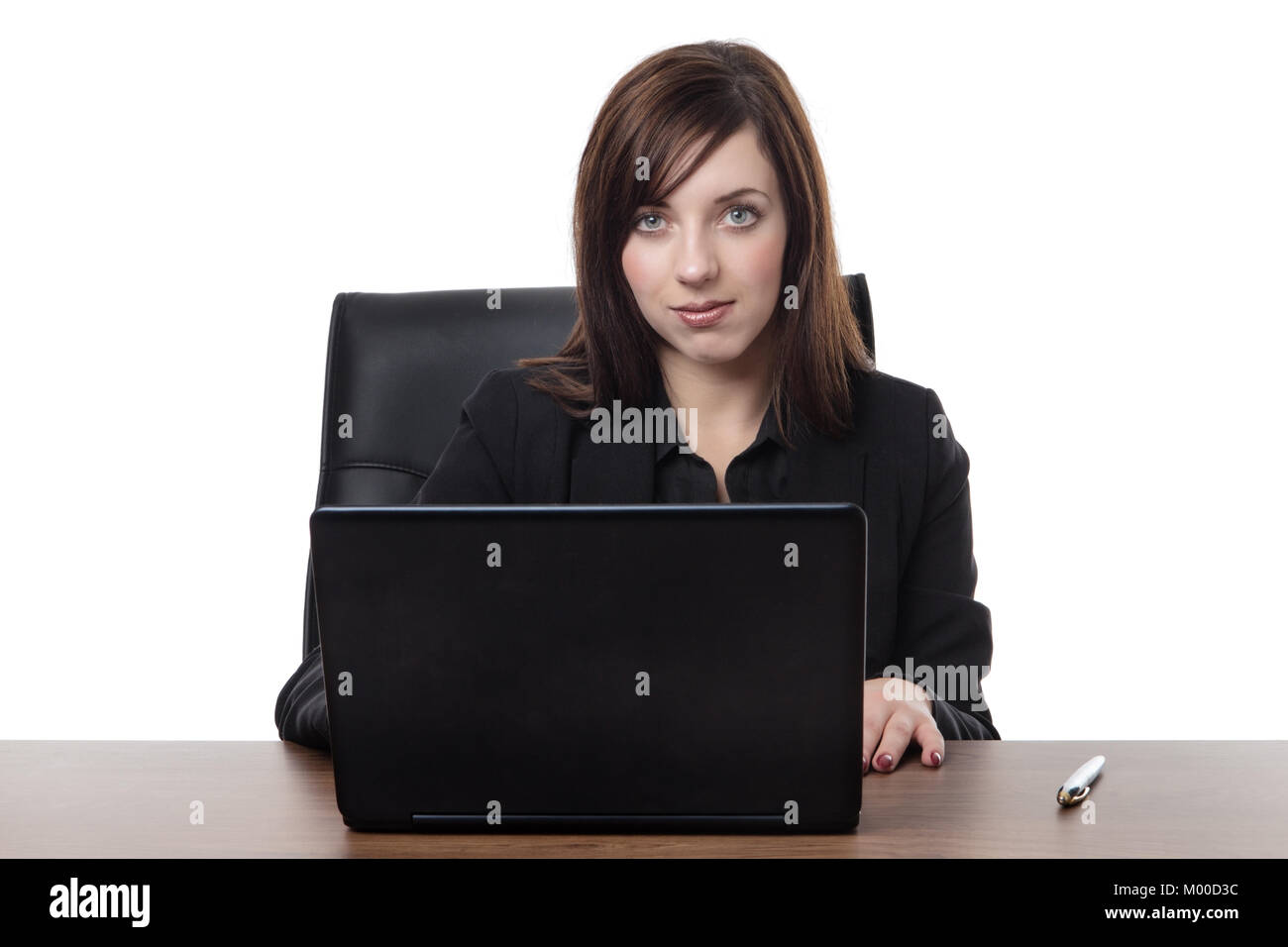 business woman siting at her desk at work Stock Photo - Alamy
