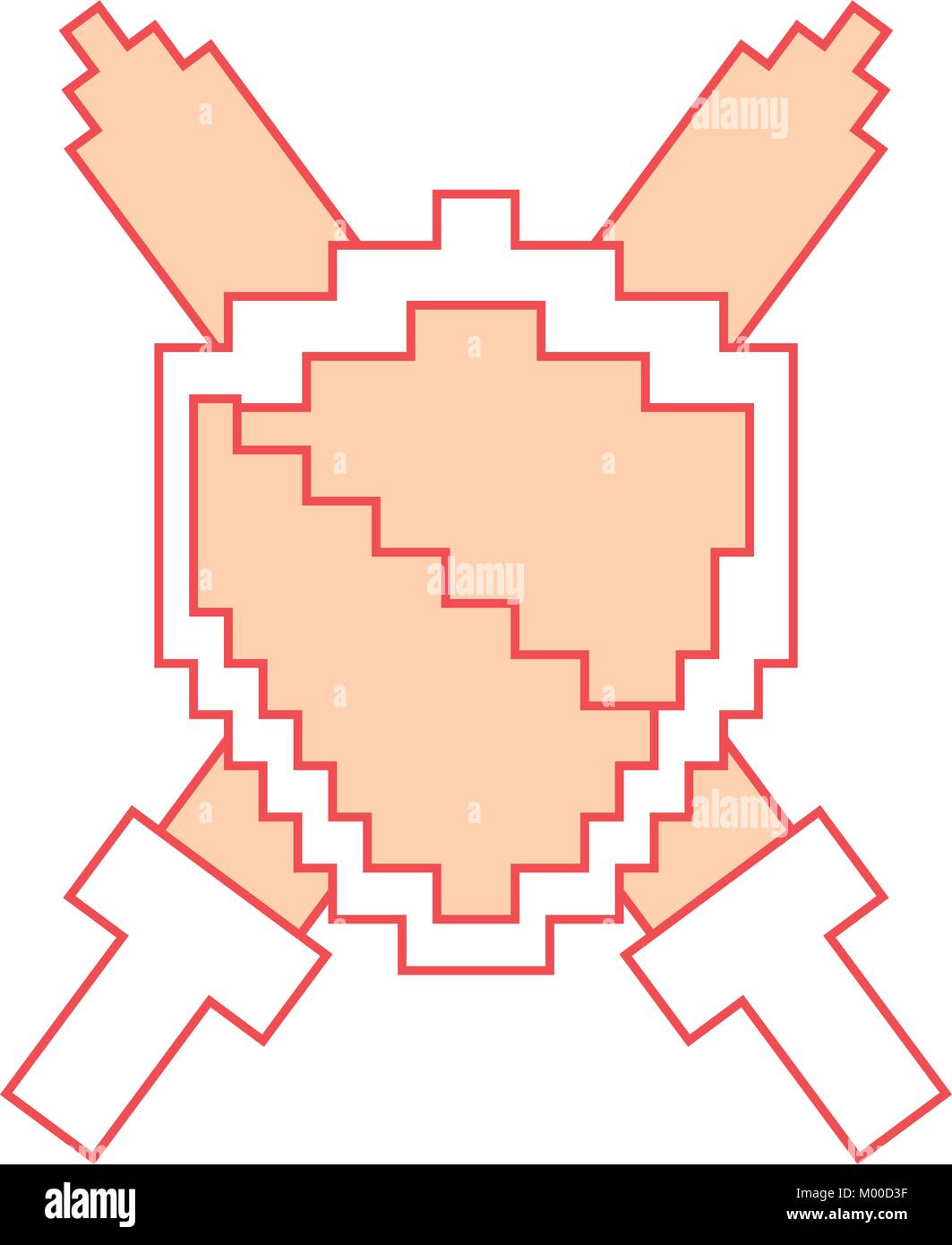 pixelated shield and swords video game Stock Vector Image & Art - Alamy