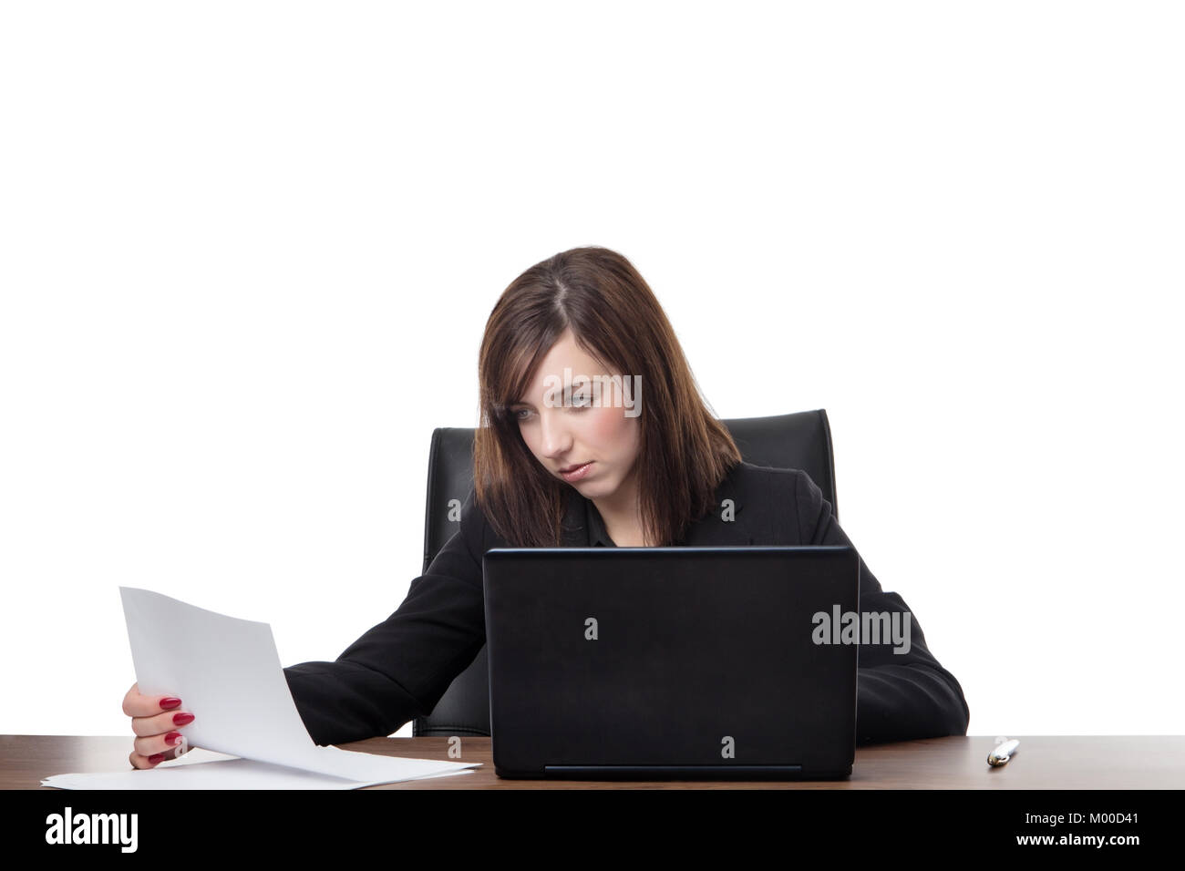 business woman siting at her desk at work Stock Photo - Alamy