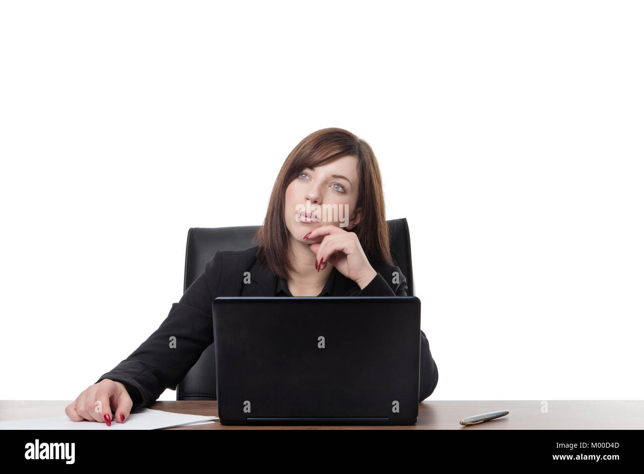business woman siting at her desk at work daydreaming at work Stock ...
