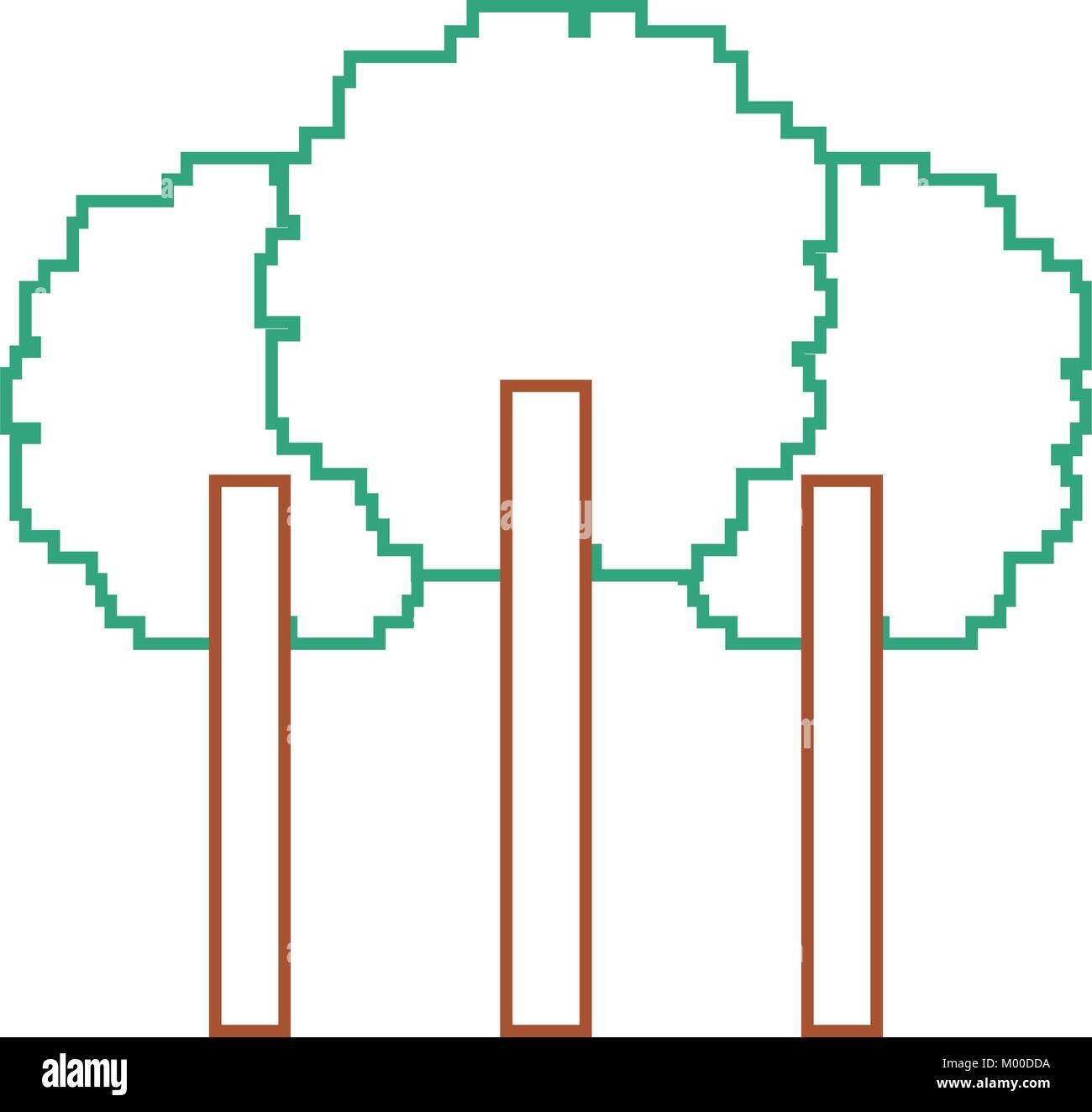 three pixelated tree nature environment icon Stock Vector Image & Art ...