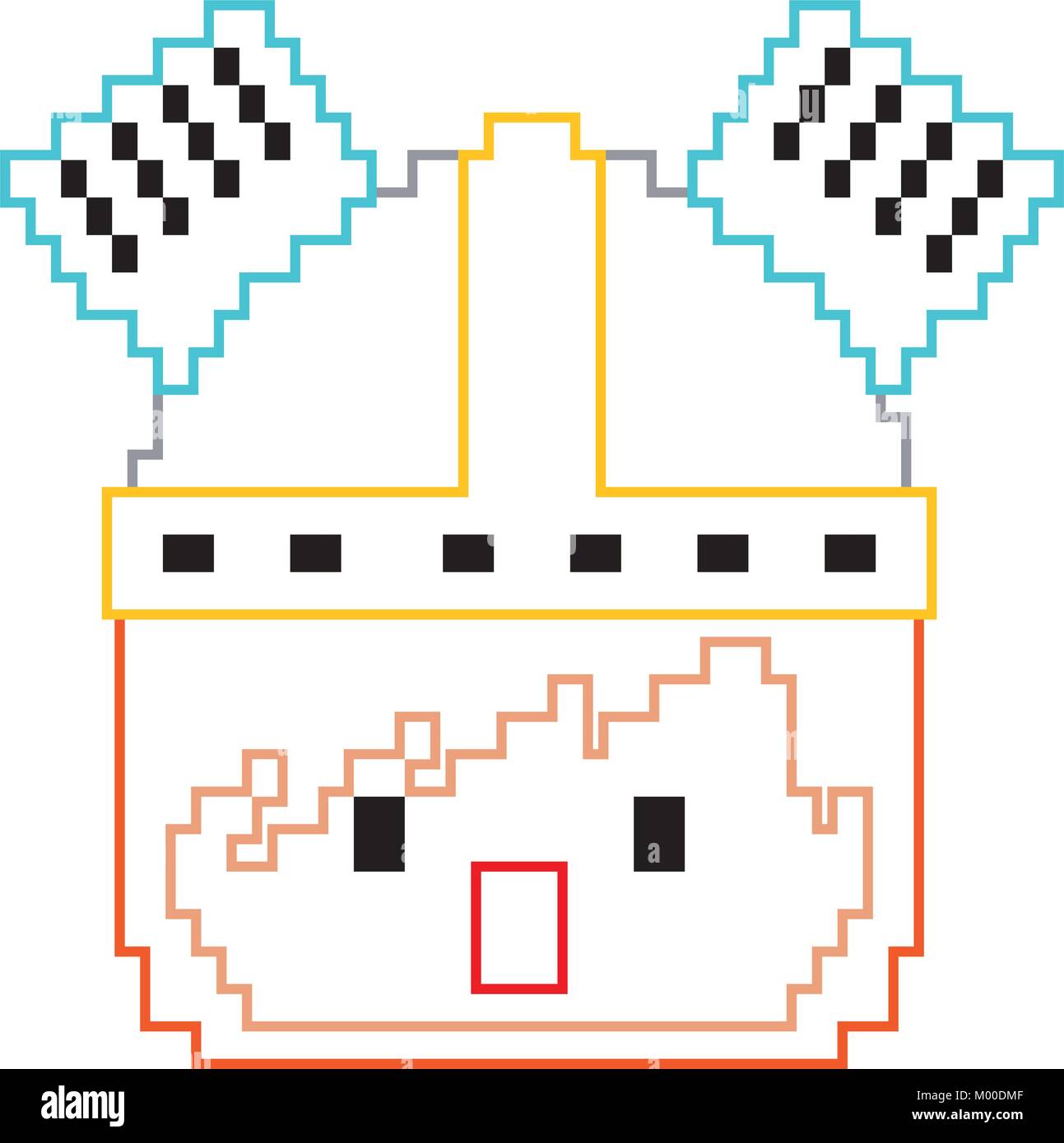 pixel character face knight with helmet game Stock Vector Image & Art ...