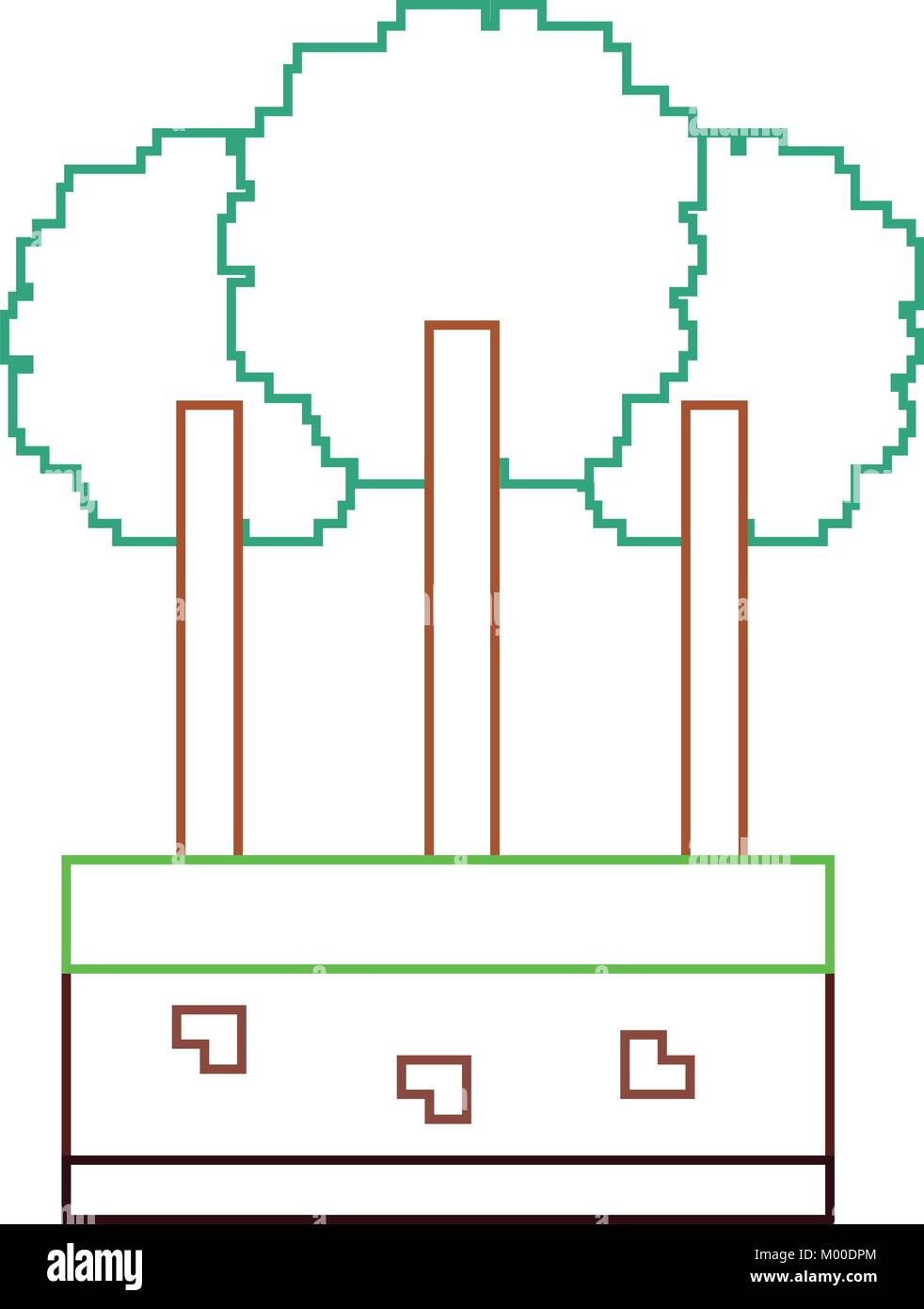 set of pixel tree foliage trunk nature Stock Vector Image & Art - Alamy