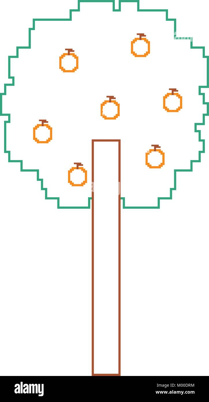 pixelated tree with fruits nature ecology Stock Vector Image & Art - Alamy