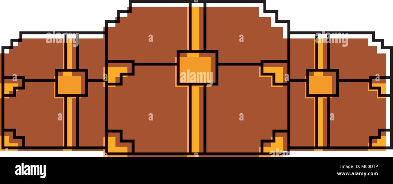 three wooden pixelated chest treasure game Stock Vector Image & Art - Alamy