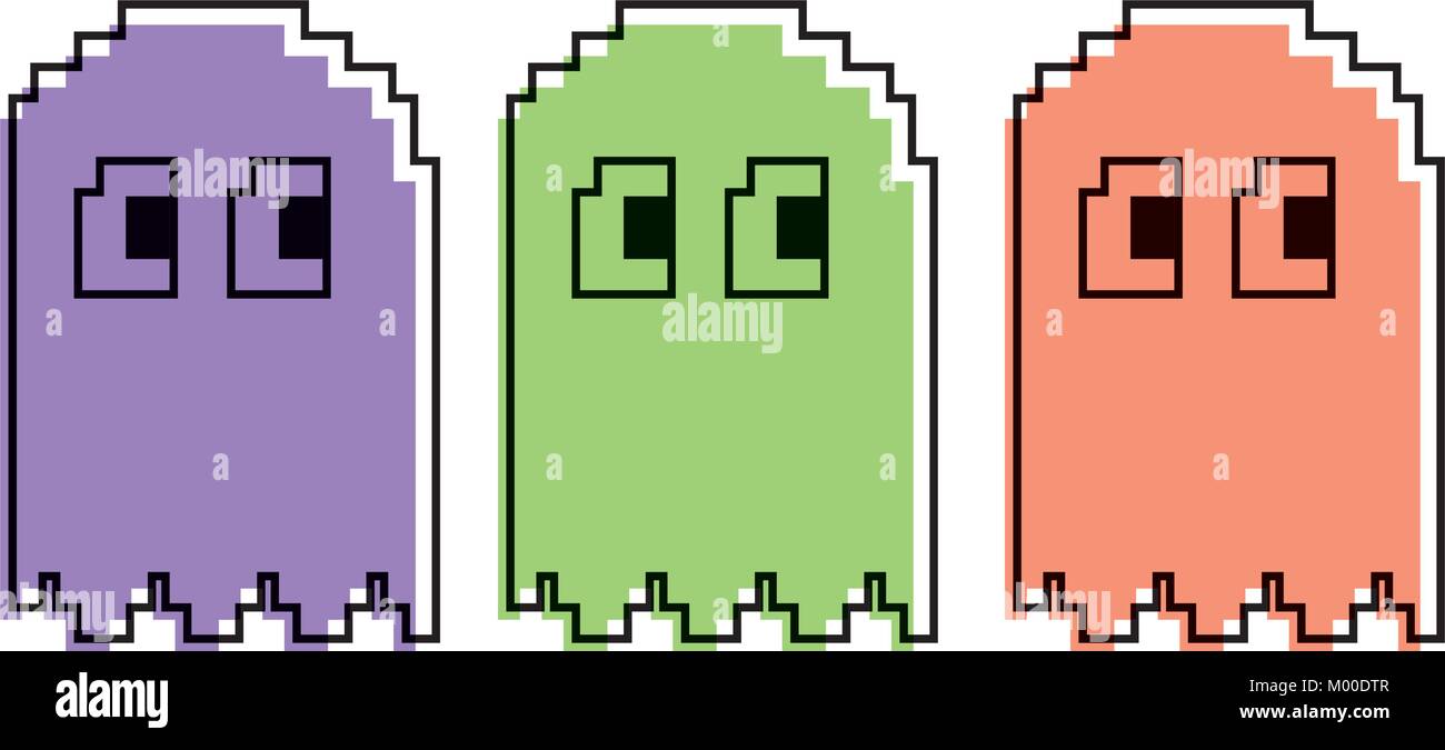 pixel character ghosts retro game arcade Stock Vector Image & Art - Alamy