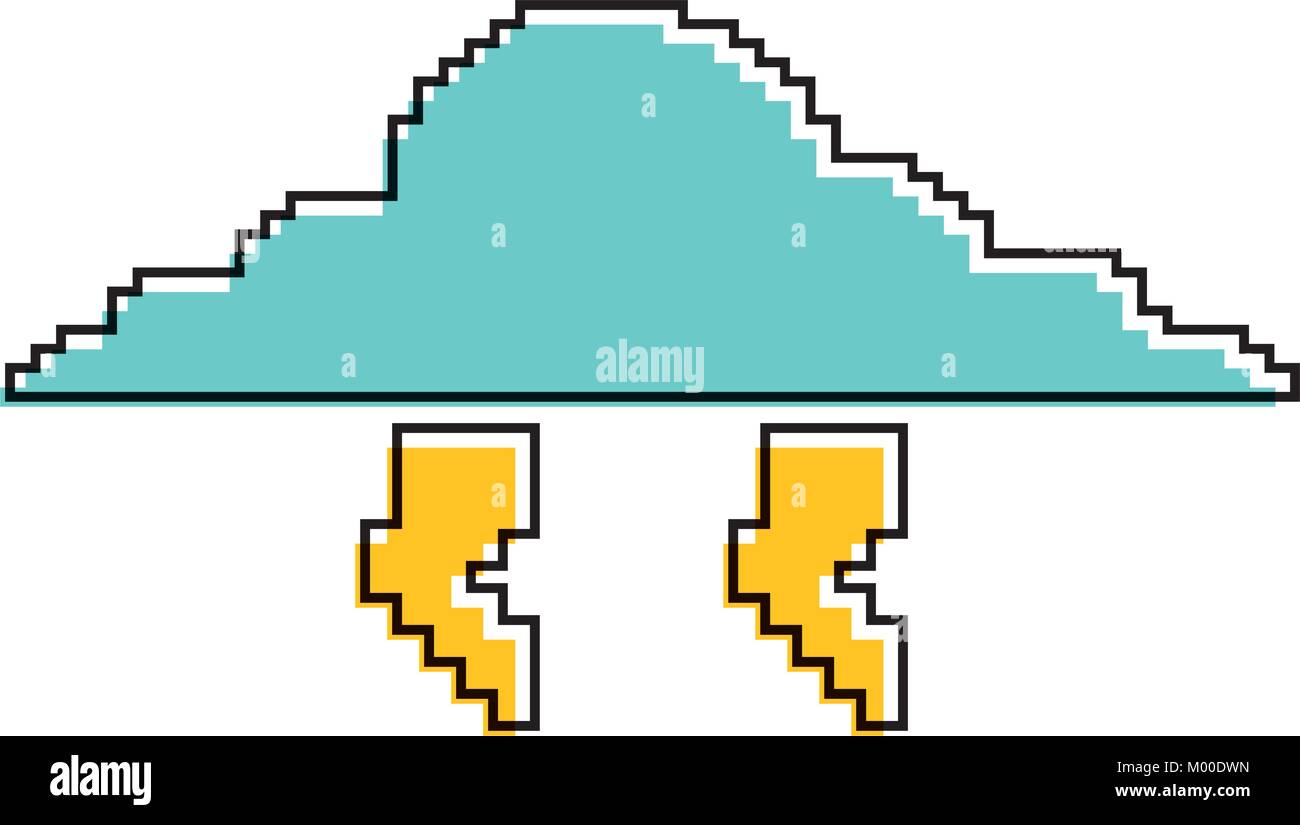 pixelated cloud and thunderbolt weather storm Stock Vector Image & Art ...