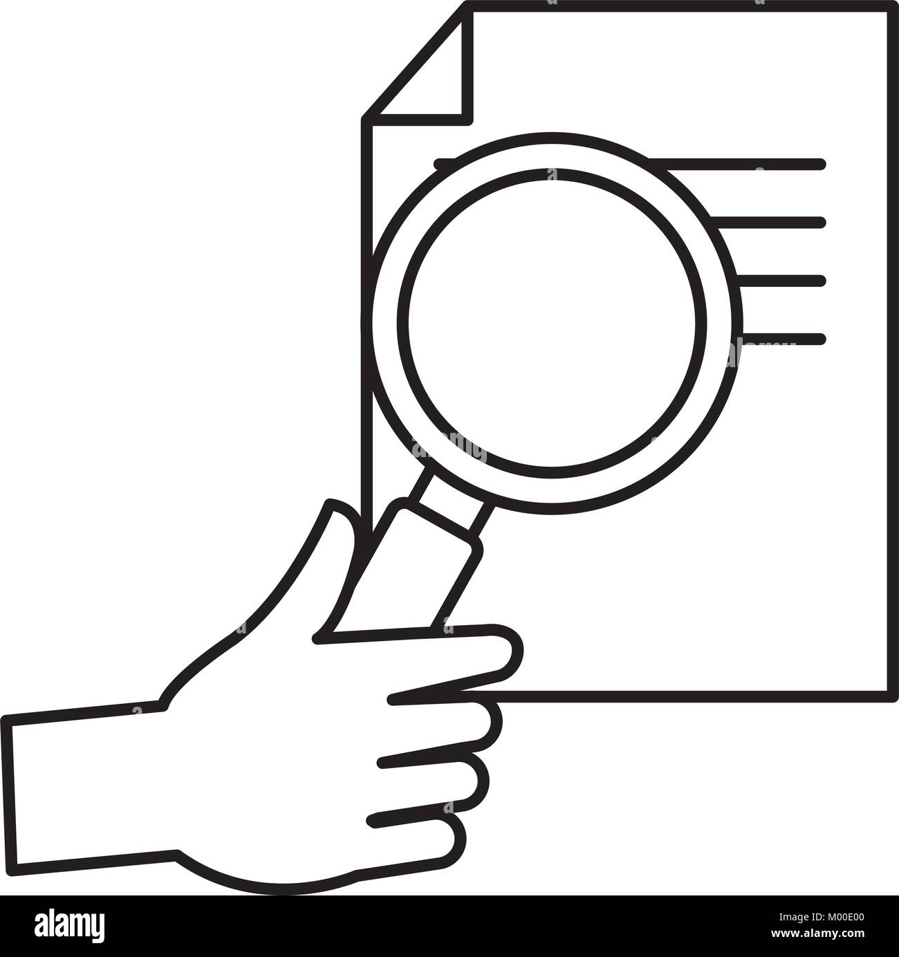 paper document with magnifying glass vector illustration design Stock ...