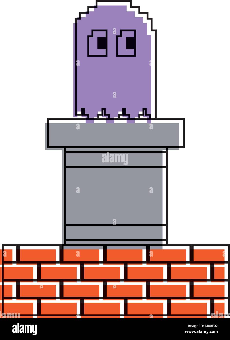 pixel ghost and wall brick game play arcade Stock Vector Image & Art ...
