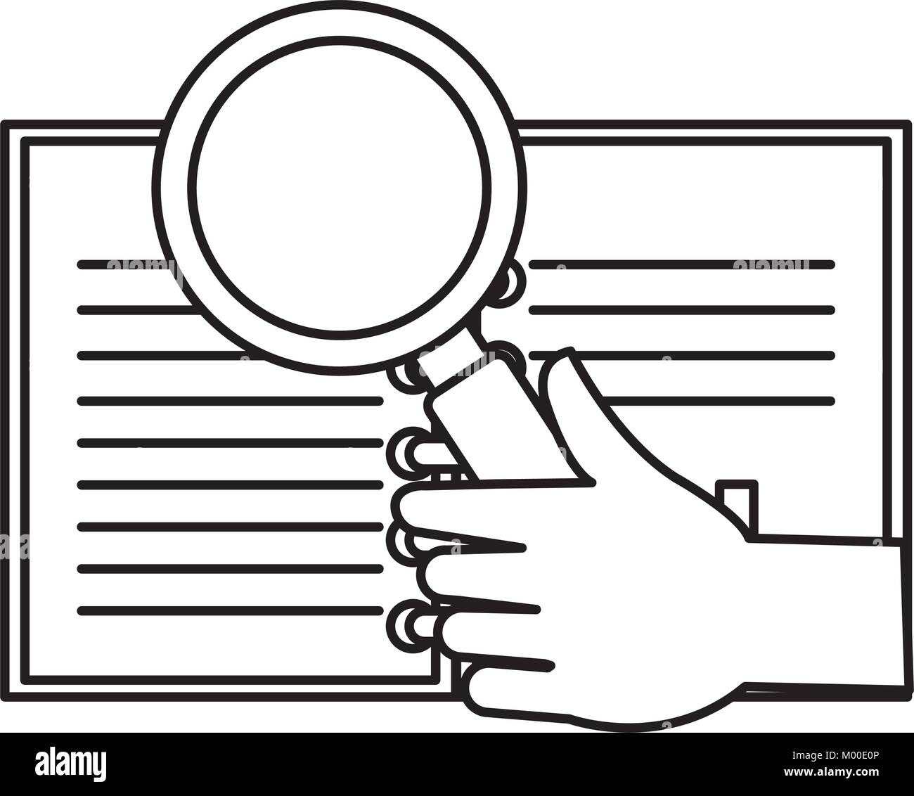 note book with magnifying glass vector illustration design Stock Vector ...