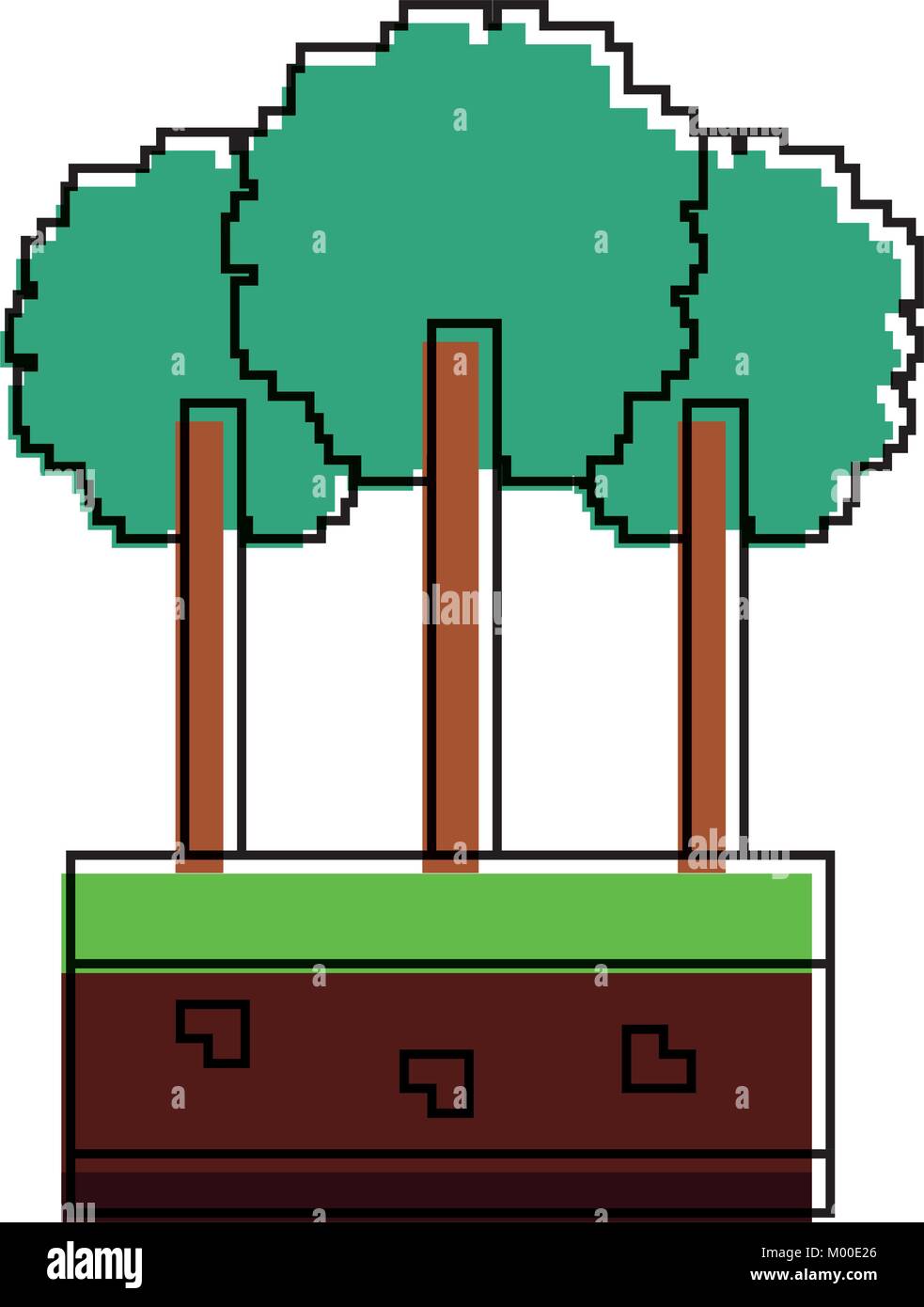 set of pixel tree foliage trunk nature Stock Vector Image & Art - Alamy