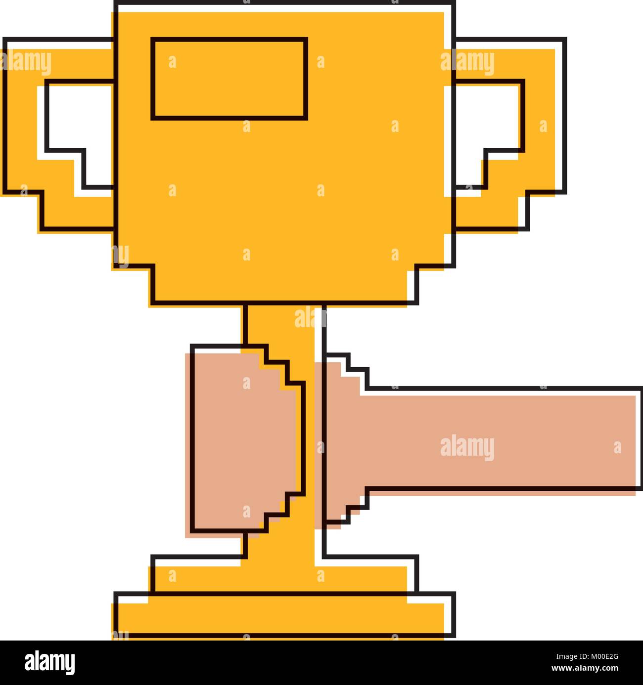 pixelated hand holding trophy cup game Stock Vector Image & Art - Alamy
