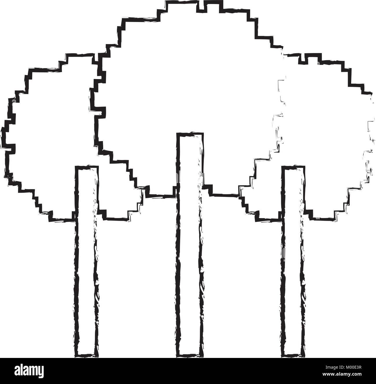three pixelated tree nature environment icon Stock Vector Image & Art ...