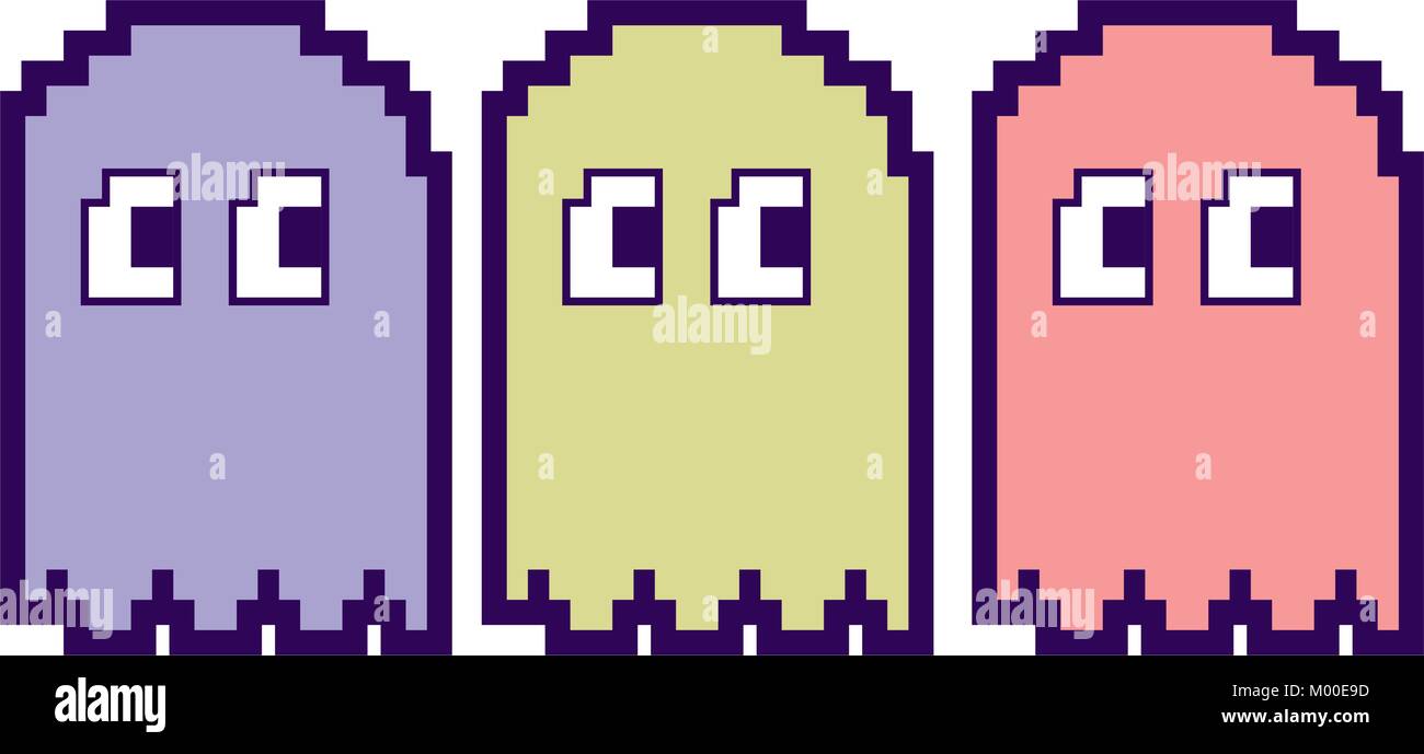 pixel character ghosts retro game arcade Stock Vector Image & Art - Alamy