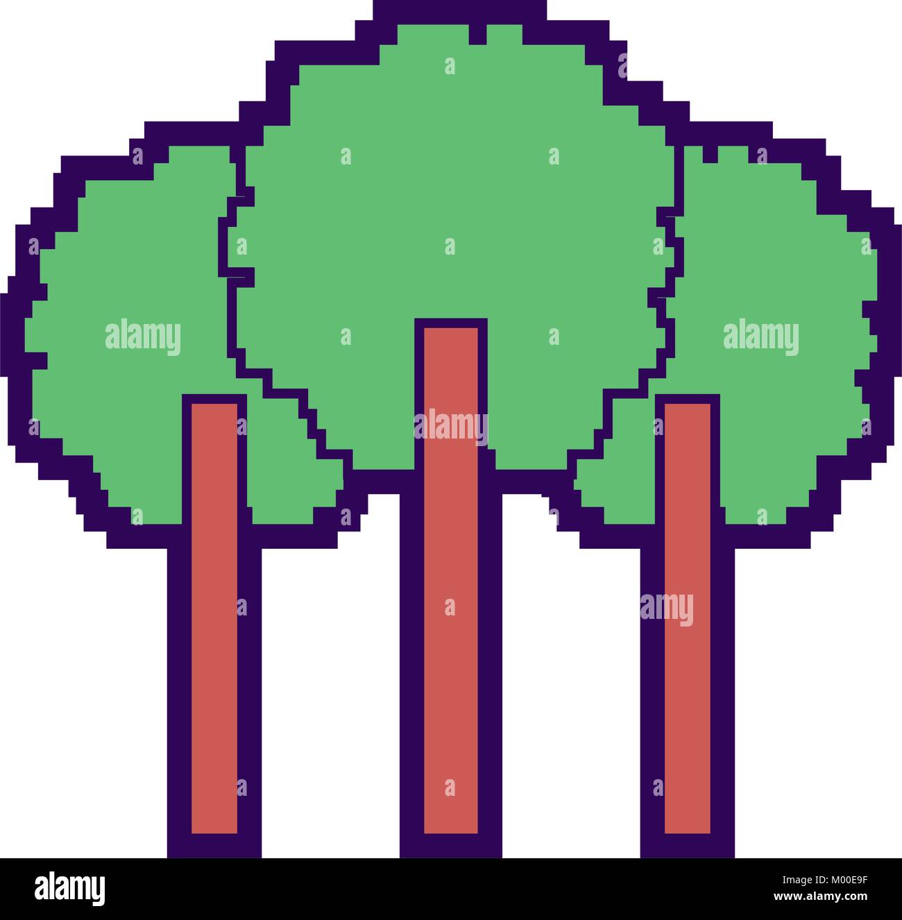 three pixelated tree nature environment icon Stock Vector Image & Art ...