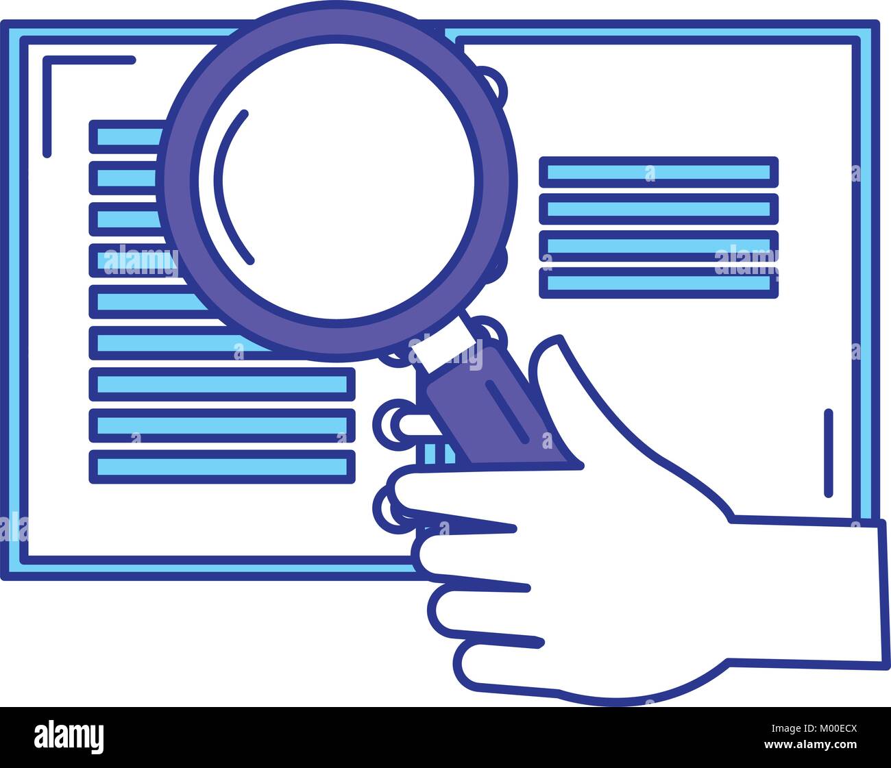 note book with magnifying glass vector illustration design Stock Vector ...