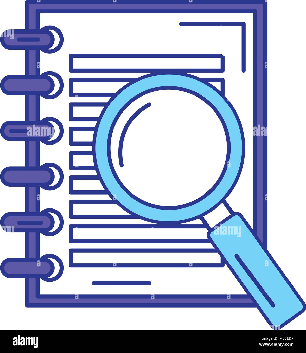 note book with magnifying glass vector illustration design Stock Vector ...