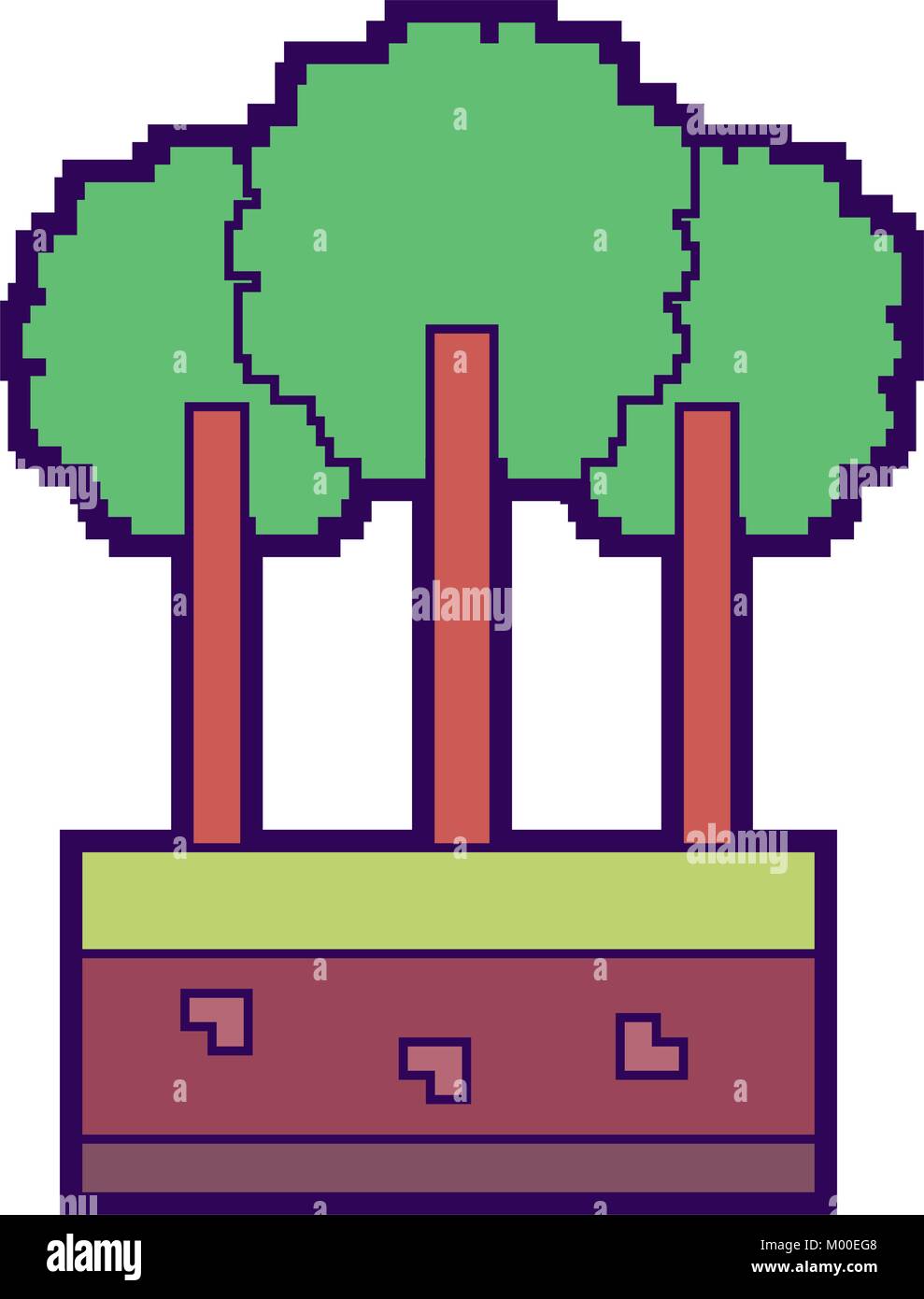 set of pixel tree foliage trunk nature Stock Vector Image & Art - Alamy