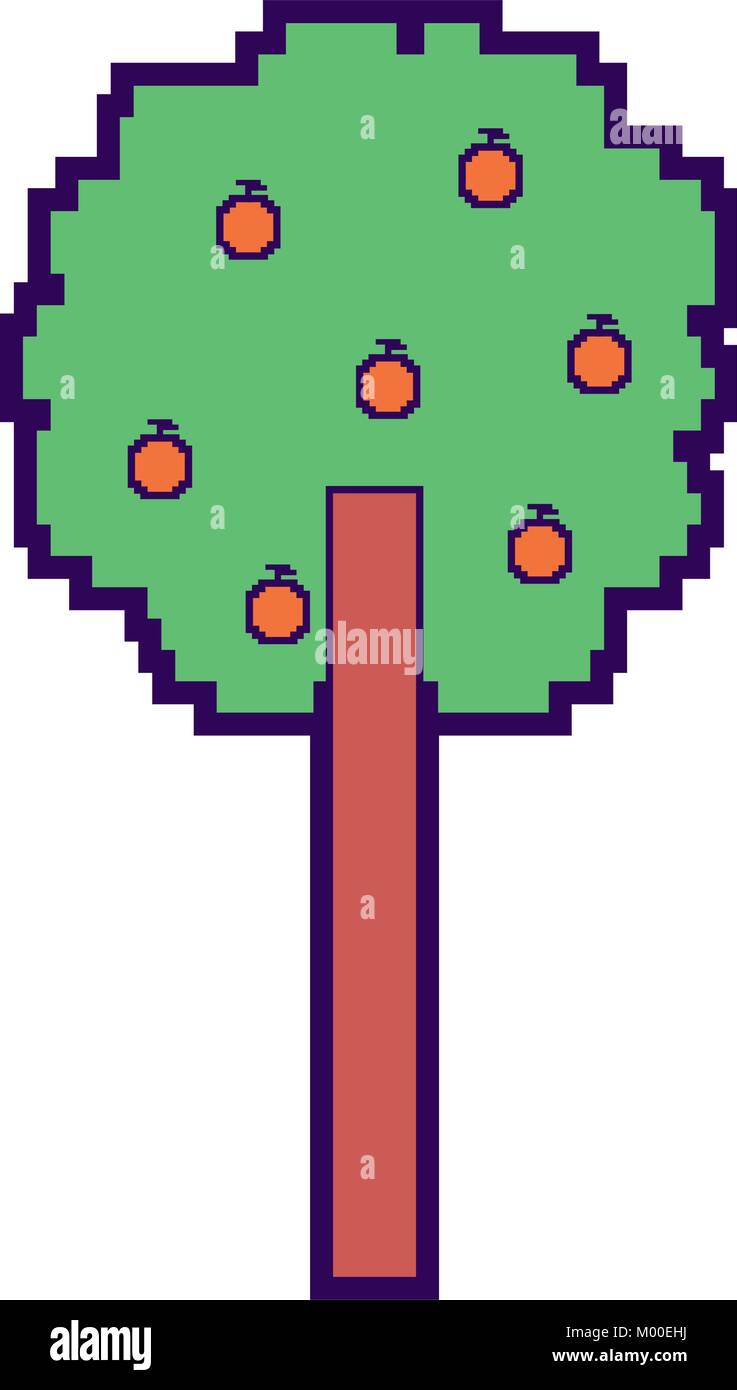 pixelated tree with fruits nature ecology Stock Vector Image & Art - Alamy