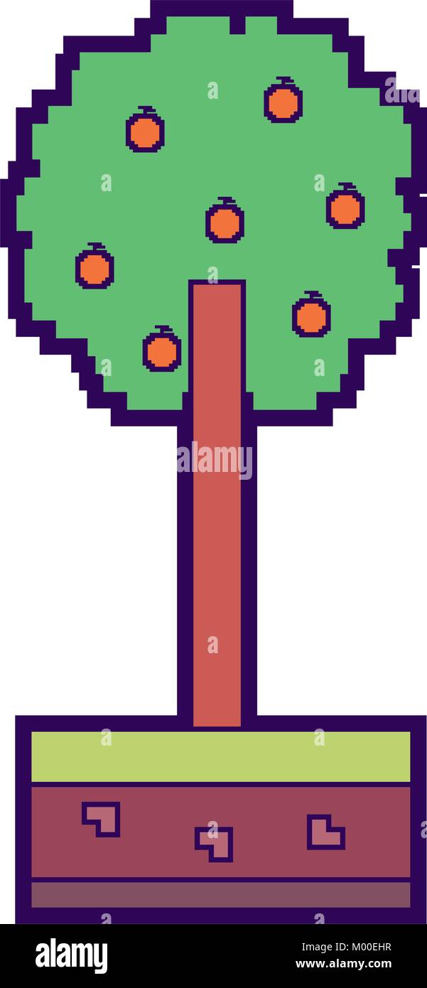 pixelated tree with fruits nature ecology Stock Vector Image & Art - Alamy