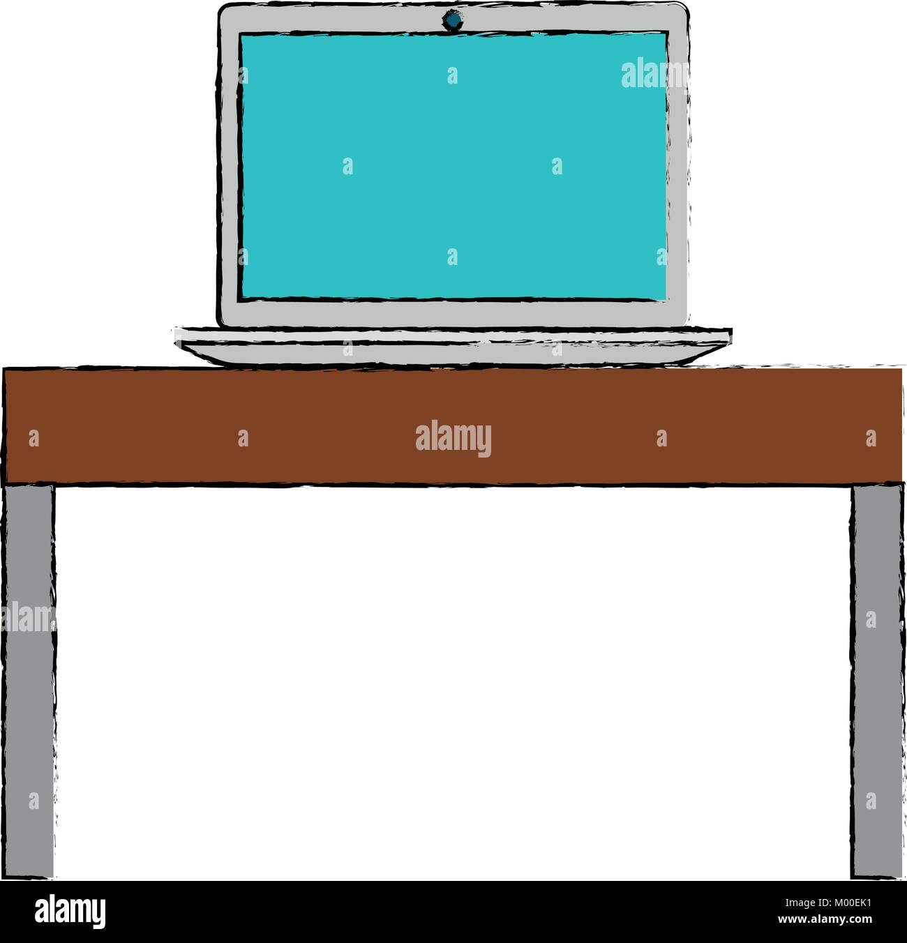 laptop computer in table vector illustration design Stock Vector Image ...