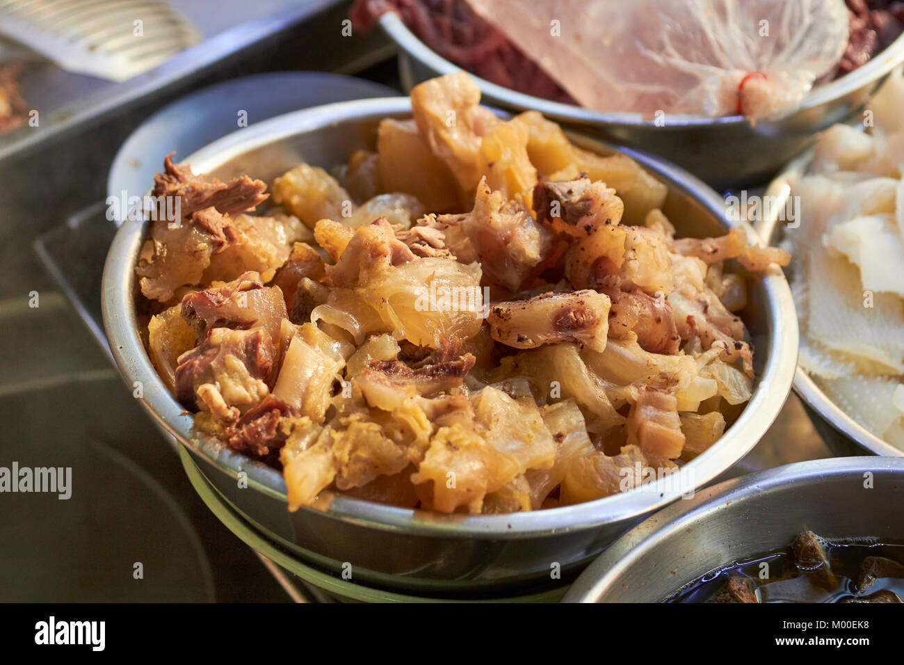 fried bits of offal at a Bangkok, Thailand street food vendor Stock ...