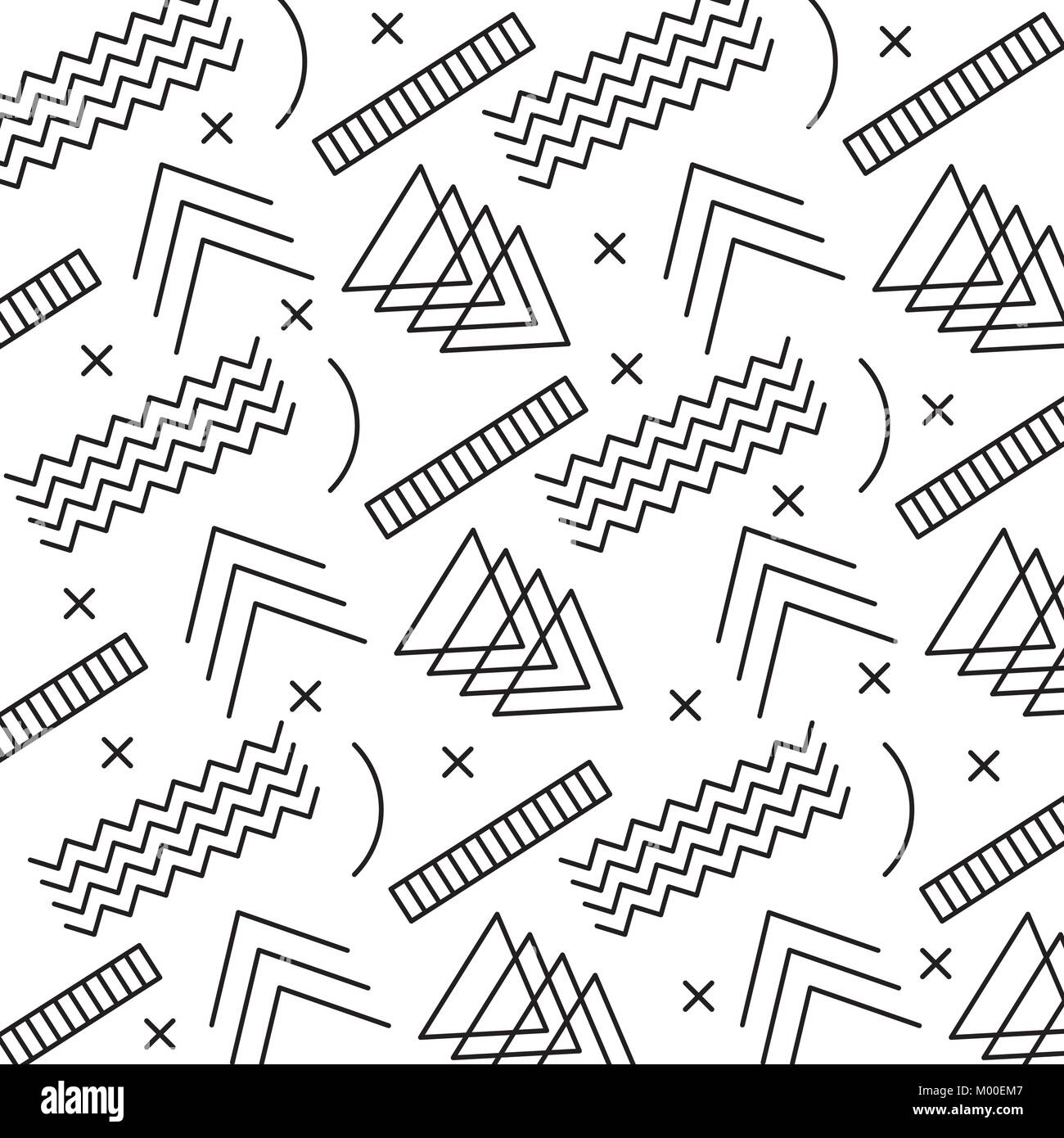 geometric pattern with form a triangle lines fashion memphis style ...