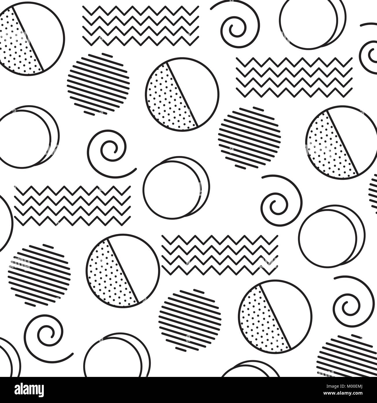 memphis design circles zig zag lines banner abstract geometric pattern decorative Stock Vector ...