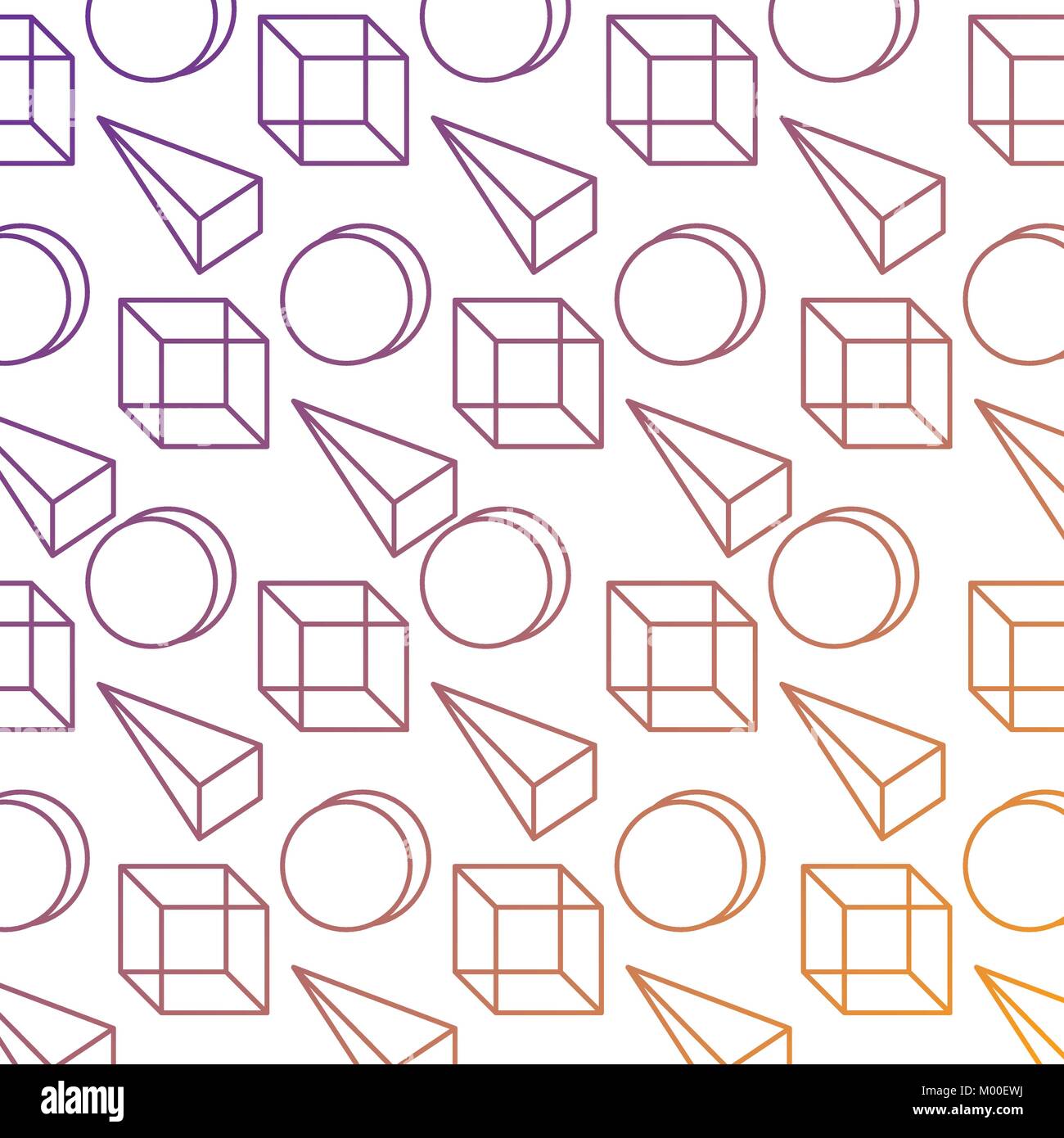 seamless pattern with geometric 3d shapes in memphis style Stock Vector ...
