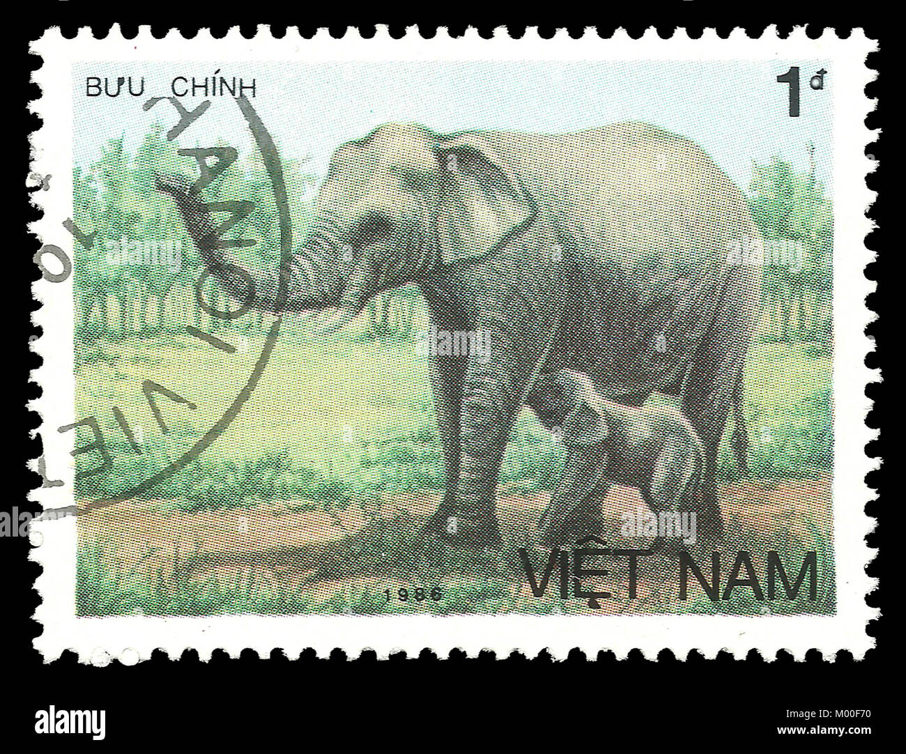 Vietnam - stamp printed in1987, Series Animals, Mammals, Asian Elephant ...